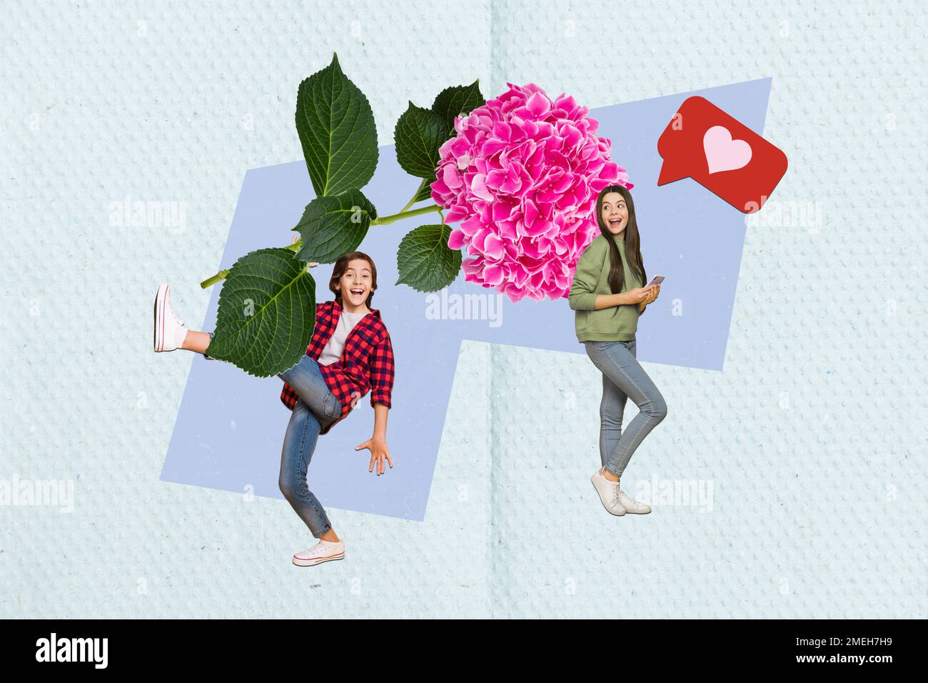 Creative photo 3d collage magazine poster artwork of two people boy ...