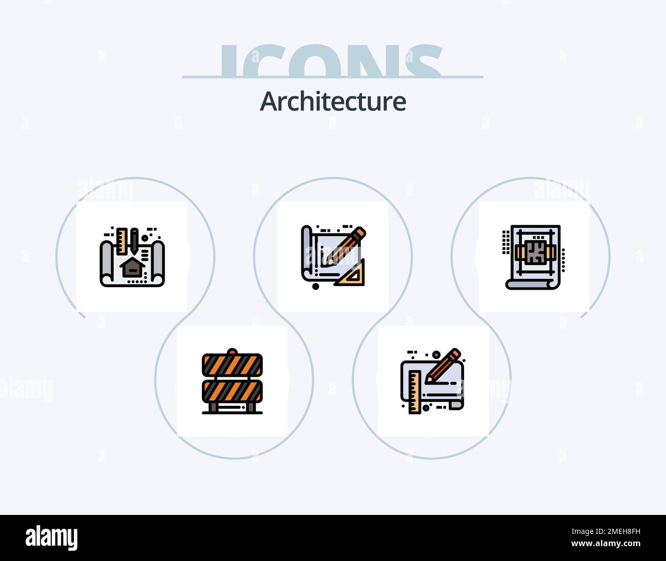 Architecture Line Filled Icon Pack 5 Icon Design. architecture. bank. render. architecture. plan ...