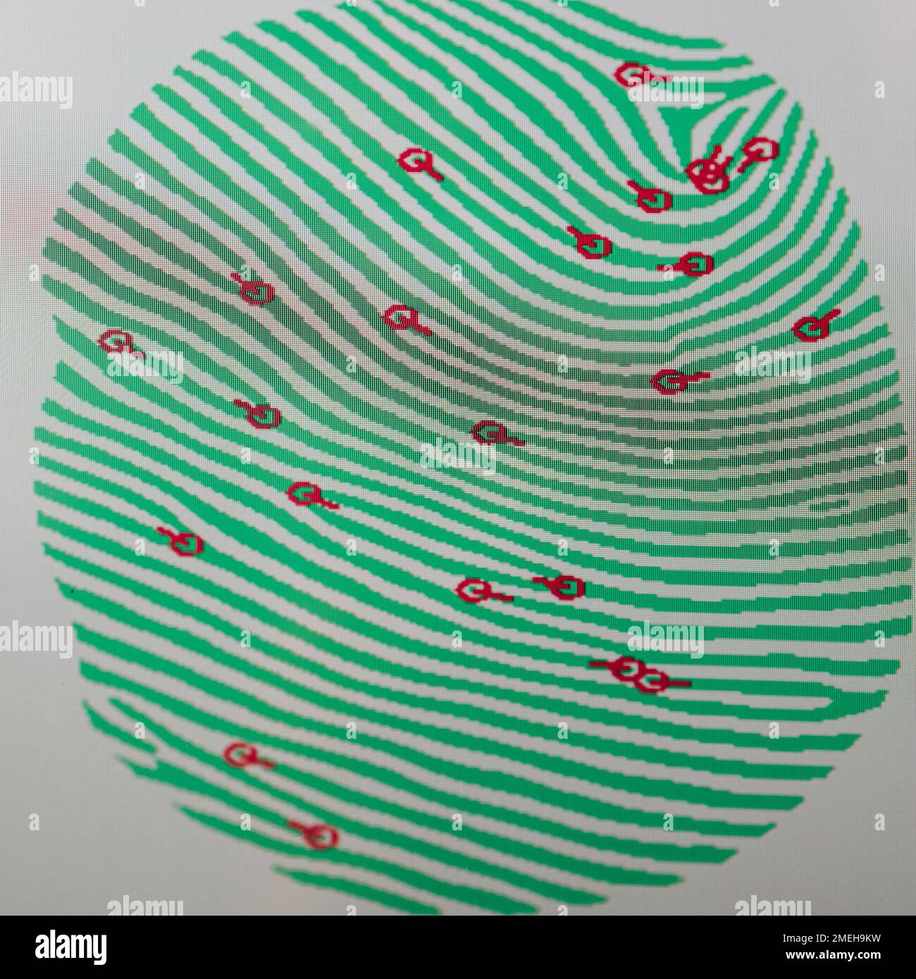 Fingerprint with Red Markers to identify Specific Traits Stock Photo ...