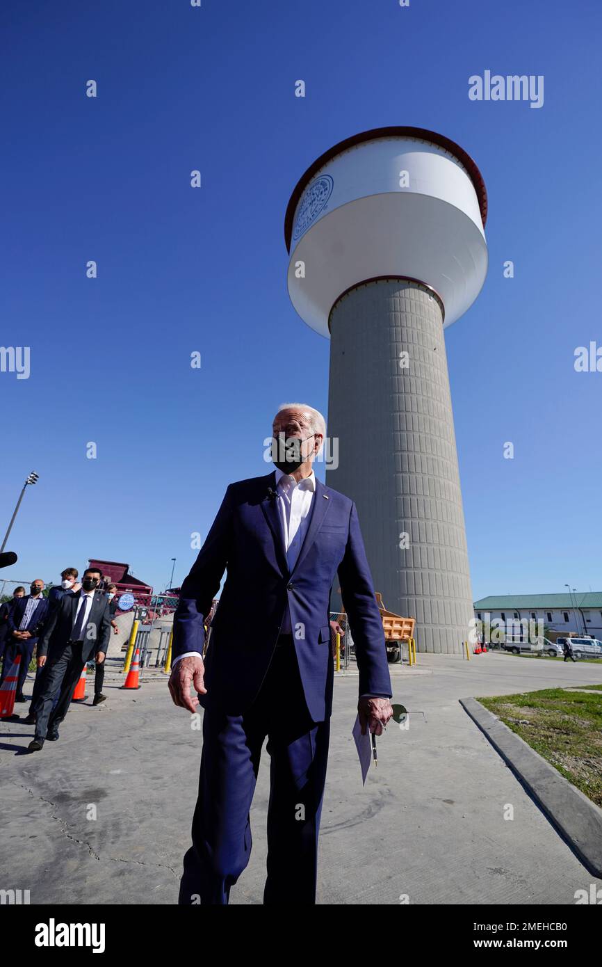 President Joe Biden speaks as he tours the Sewerage & Water Board's ...