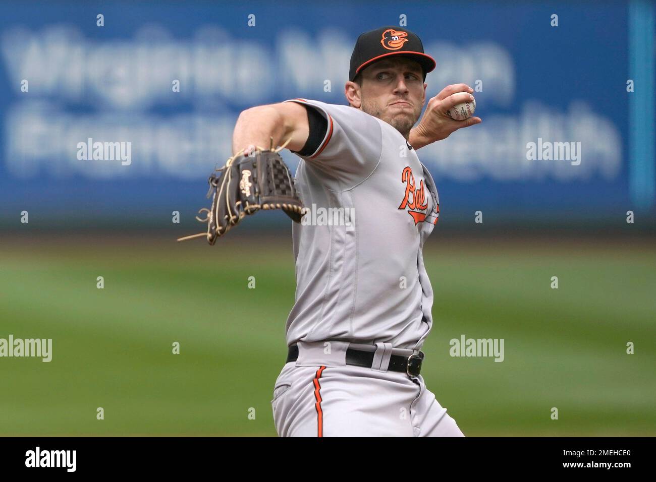 Baltimore Orioles starting pitcher John Means throws against the ...