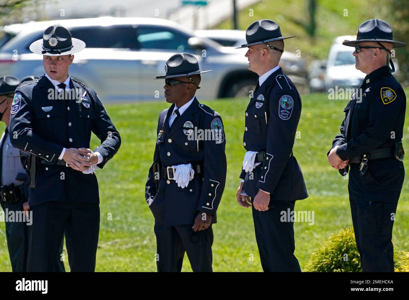 Law enforcement officer gather outside the Holmes Convocational Center ...