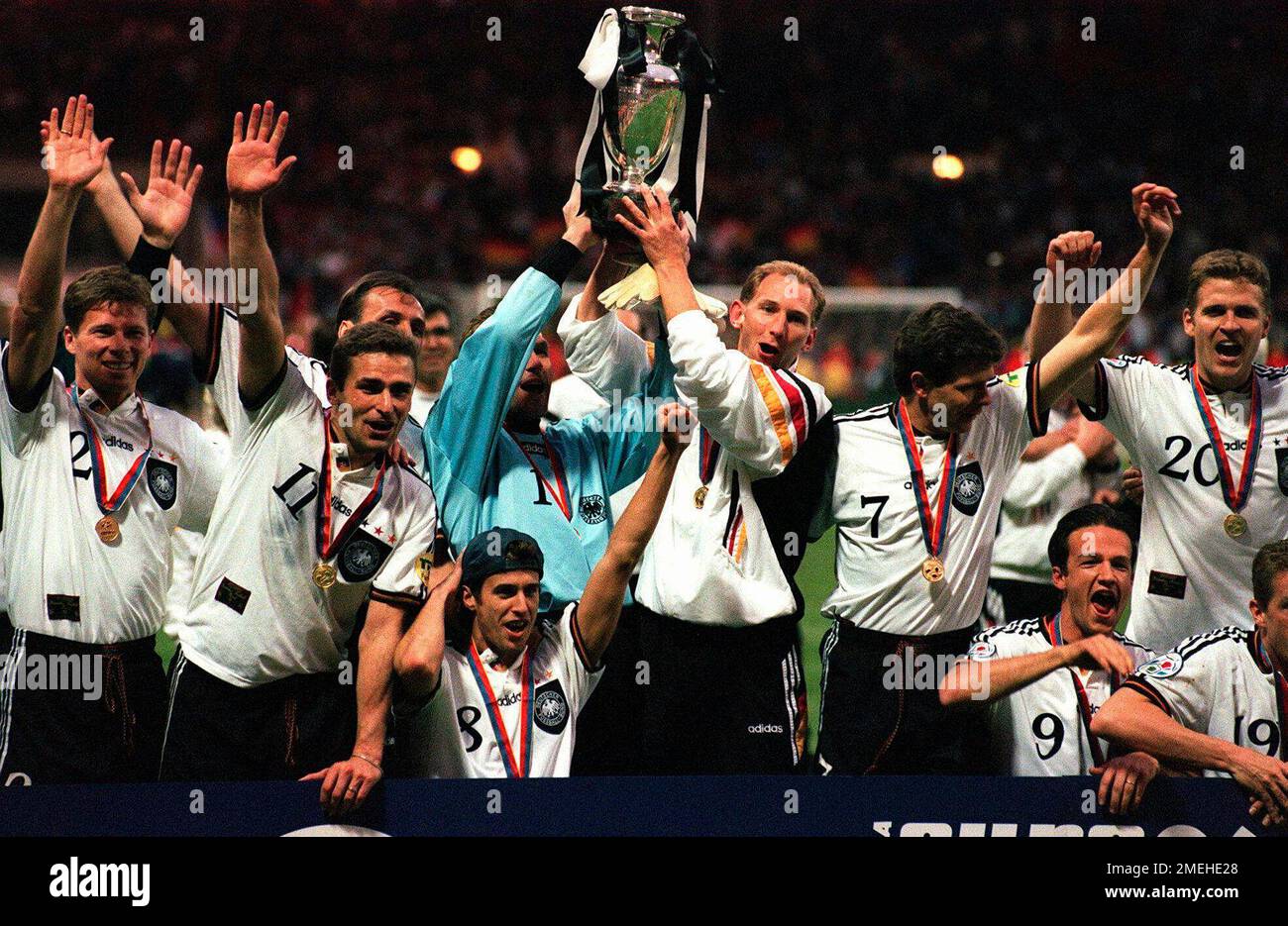 The German team celebrate their victory in the final of the European ...