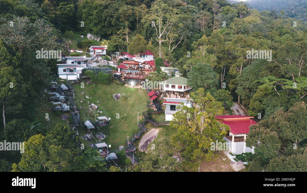 Perak, Malaysia - Oct 19, 2022 Aerial view of the Kuak Hill Resort in ...