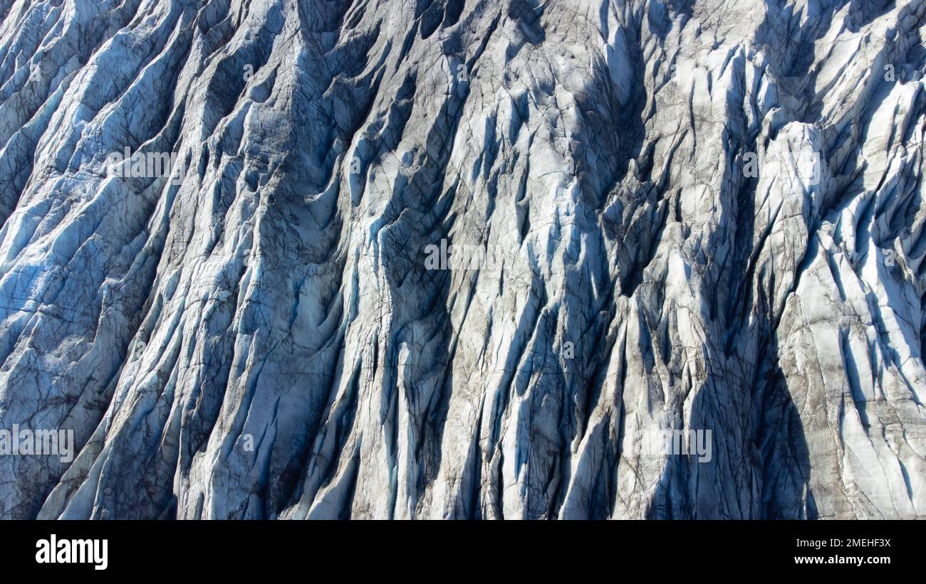 Vatnajokull Glacier in Iceland, Pure blue ice at winter season, Aerial ...