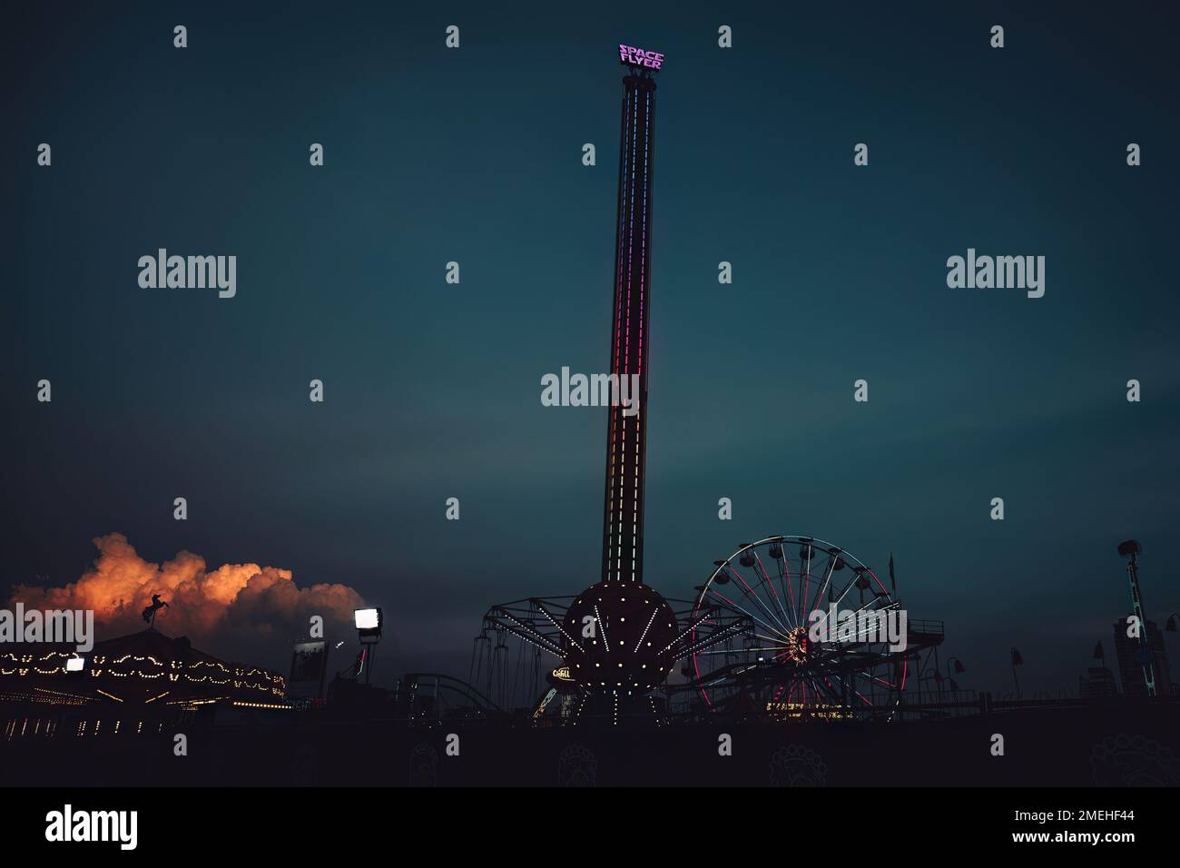 Bukit Jalil, Malaysia - Aug 16, 2022 Euro Fun Park fun fair at night ...
