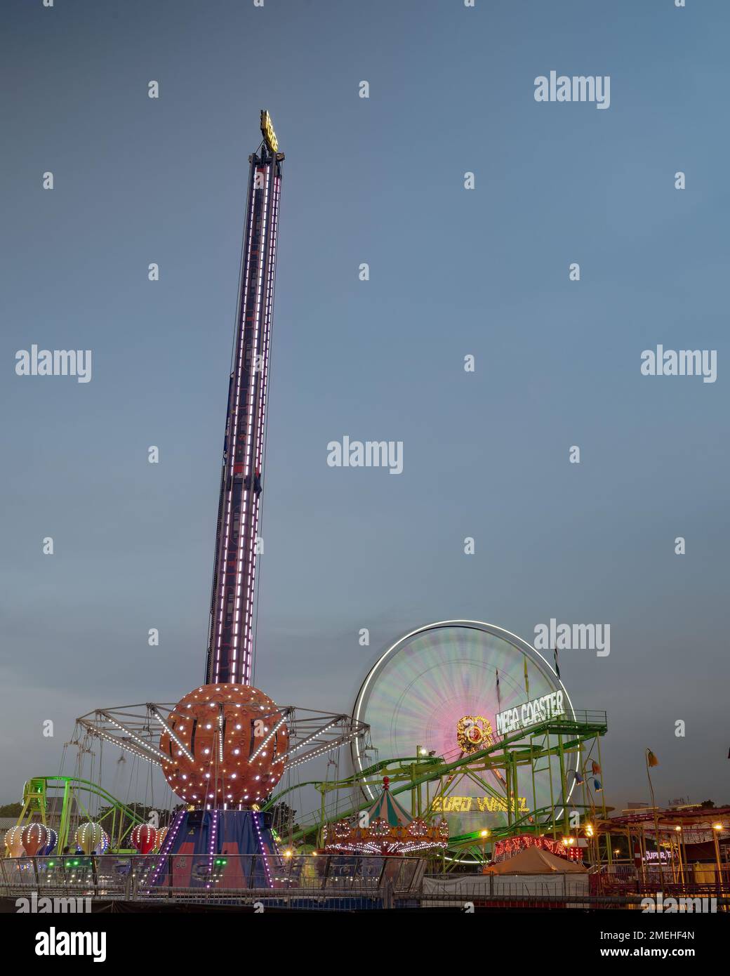 Bukit Jalil, Malaysia - Aug 16, 2022 Euro Fun Park fun fair at night ...