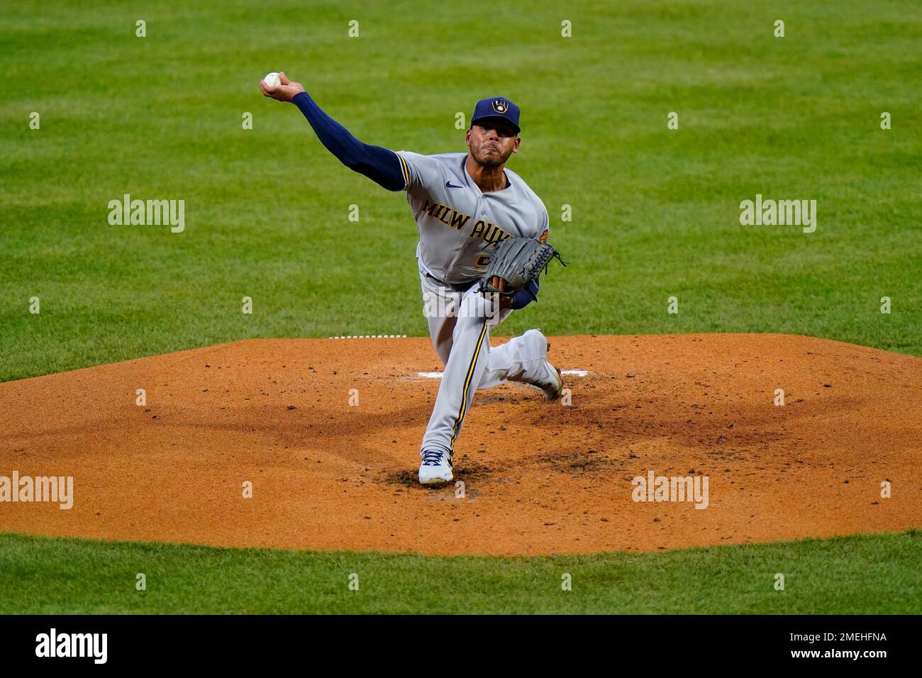 Milwaukee Brewers' Freddy Peralta plays during a baseball game against ...
