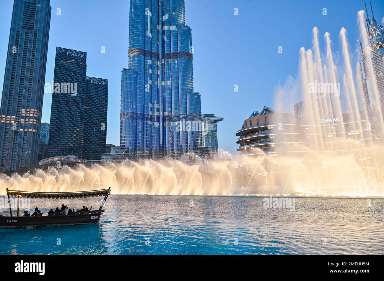 Dubai, Burj Khalifa, Dubai Fountain, Uae Stock Photo - Alamy