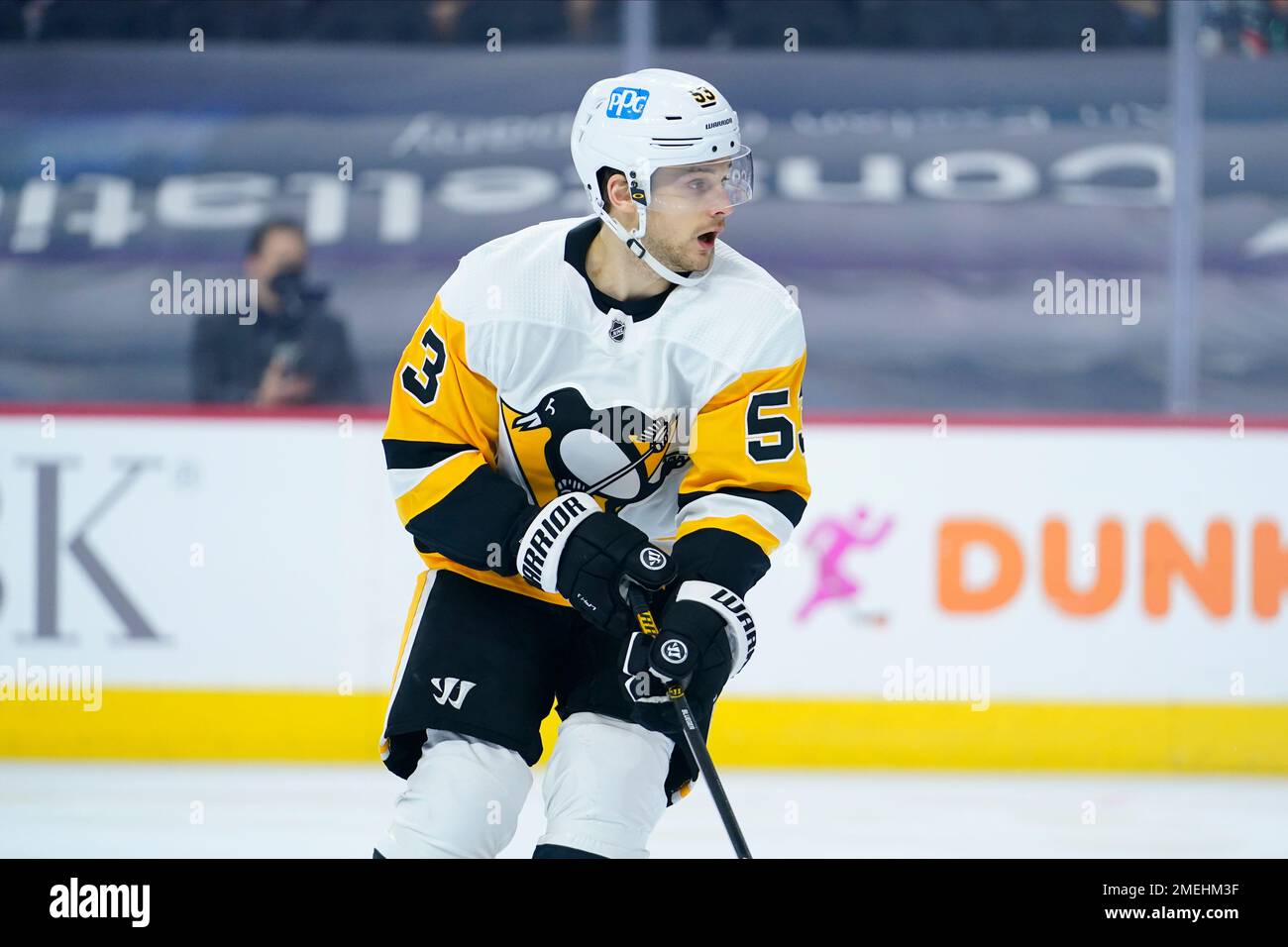 Pittsburgh Penguins' Teddy Blueger plays during an NHL hockey game ...