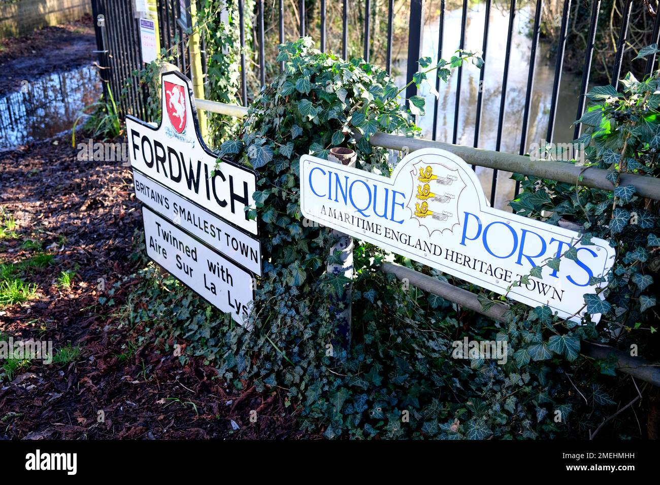 fordwich town sign post,fordwich,canterbury,east kent,uk january 2023 ...