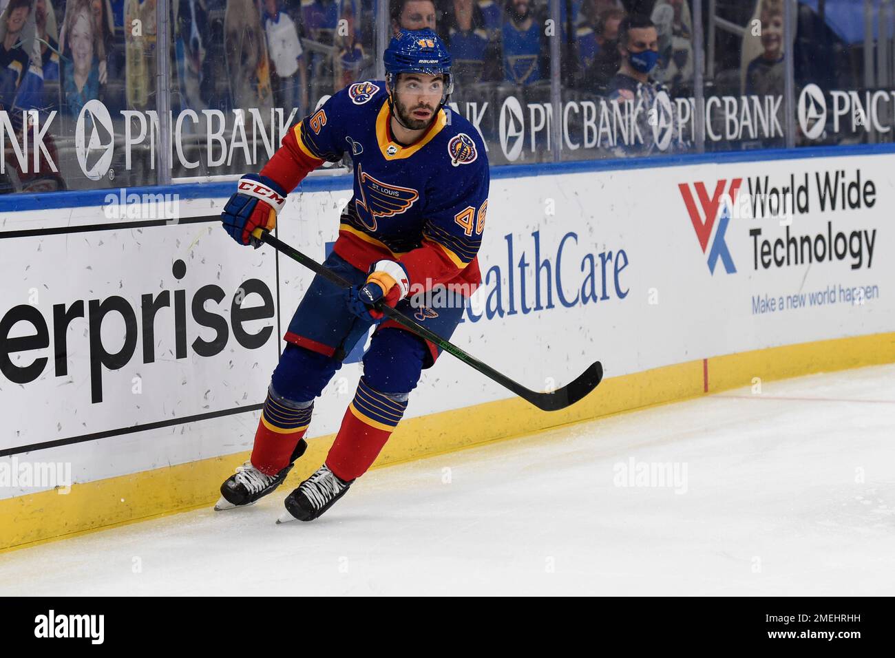 St. Louis Blues' Jake Walman (46) skates against the Anaheim Ducks ...