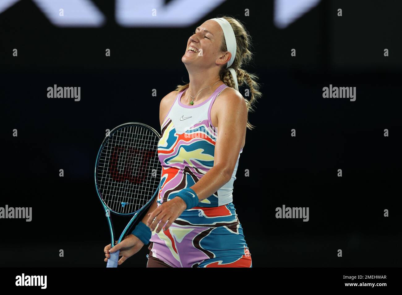 Melbourne, Australia. 24th Jan, 2023. Victoria Azarenka in action against Jessica Pegula of USA ...