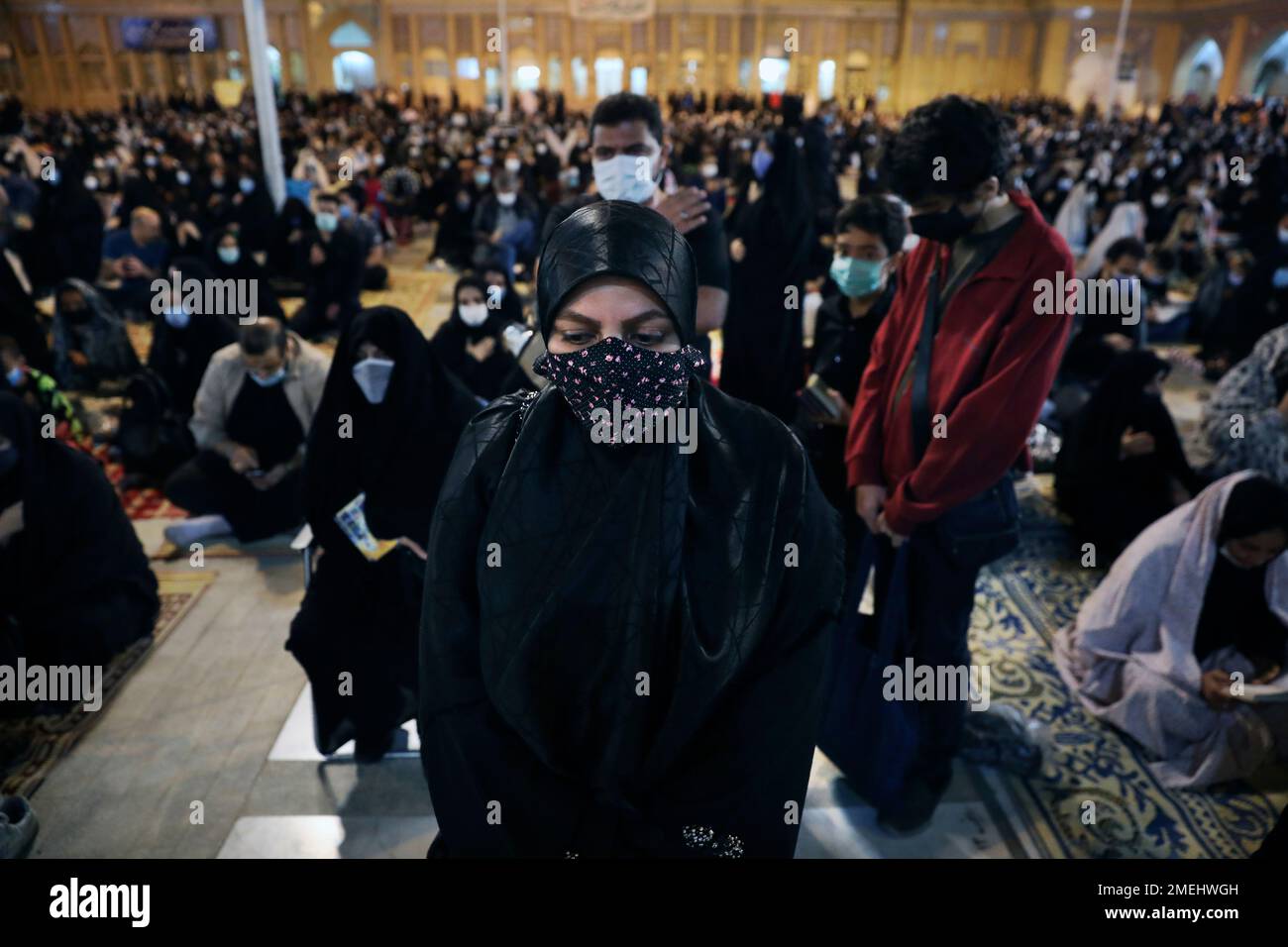 Worshippers pray at the Laylat al-Qadr, or the night of destiny, in the ...