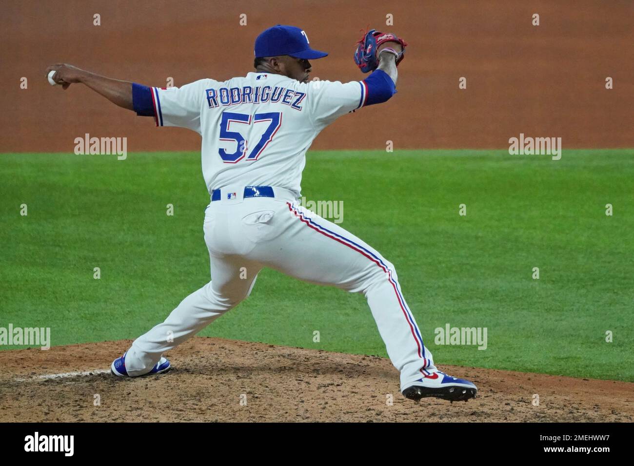Texas Rangers relief pitcher Joely Rodriguez throws against the Boston ...