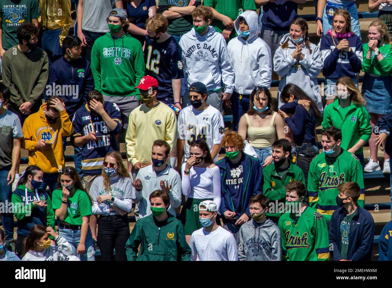 Notre Dame students look on during the Blue-Gold NCAA spring football ...