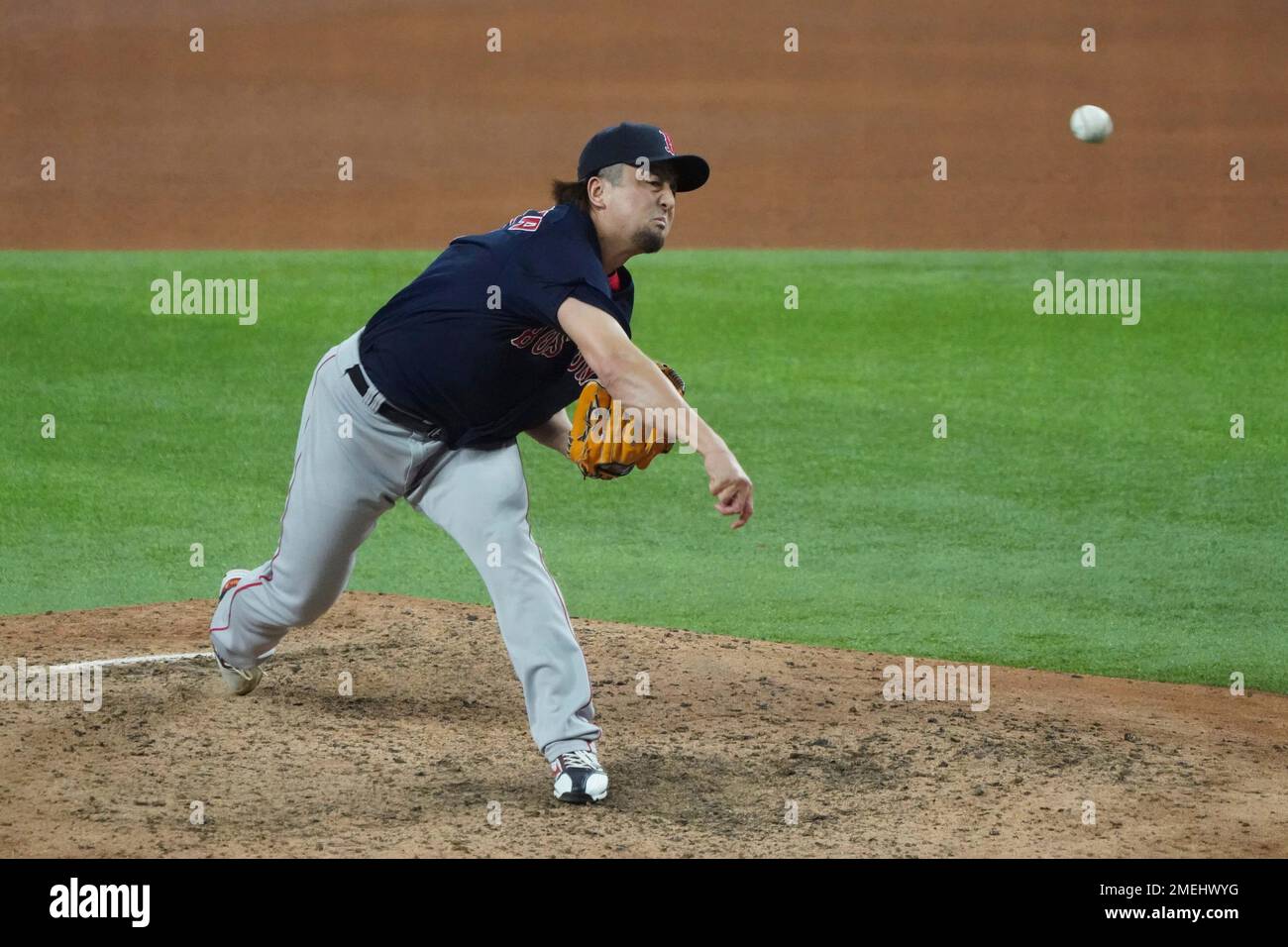 Boston Red Sox relief pitcher Hirokazu Sawamura (19) is pictured on the ... Boston Red Sox relief pitcher Hirokazu Sawamura (19) is pictured on the ...