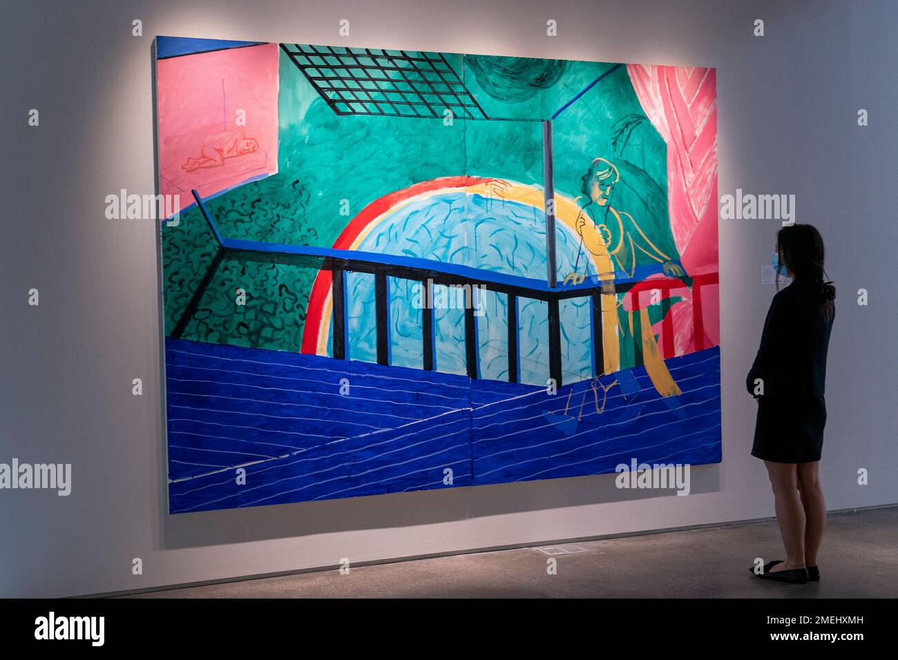 David Hockney's "Self-Portrait on the Terrace" is displayed during a ...