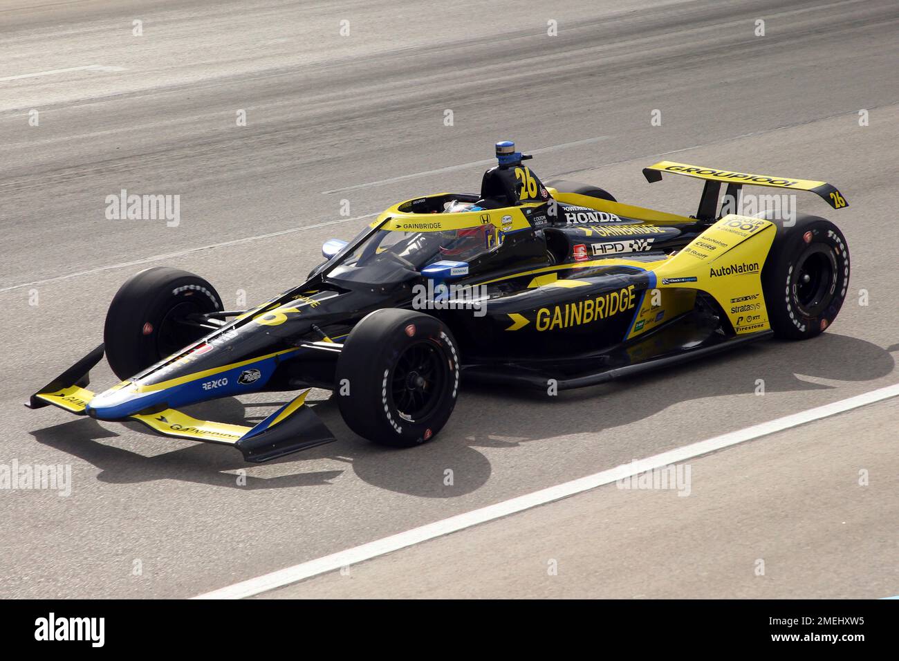 Colton Herta competes during an IndyCar Series auto race at Texas Motor ...