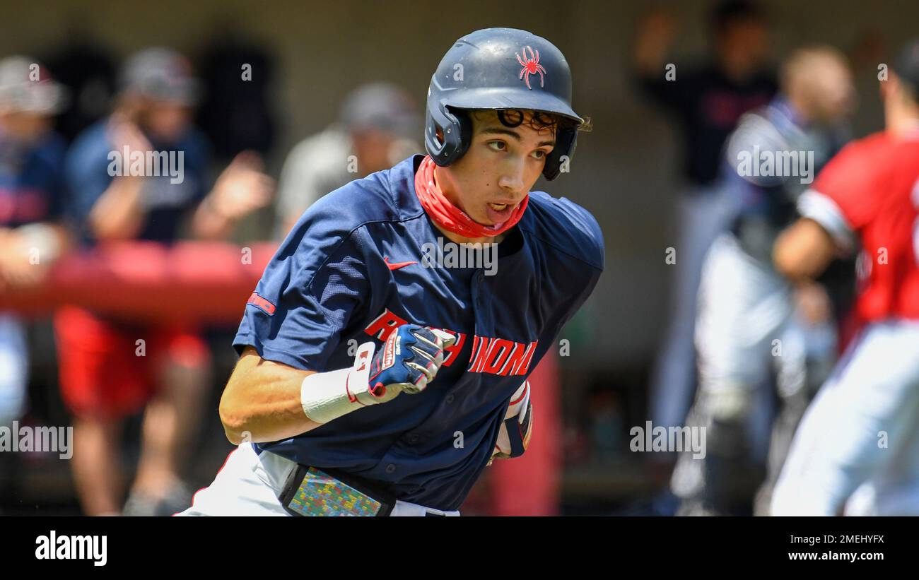 Richmond's Jared Sprague-Lott runs towards first base during an NCAA ...