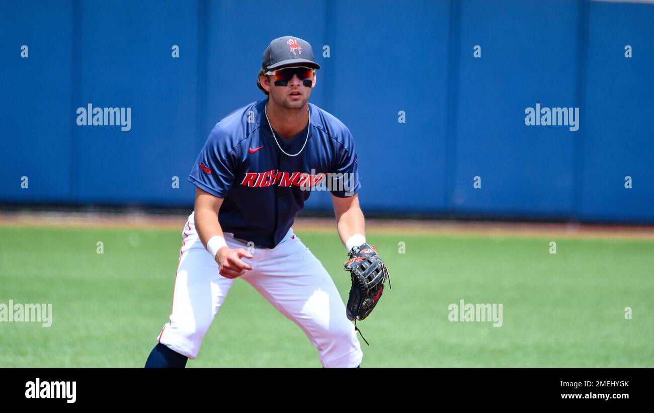 Richmond's Dominic Toso plays defense during an NCAA baseball game on ...
