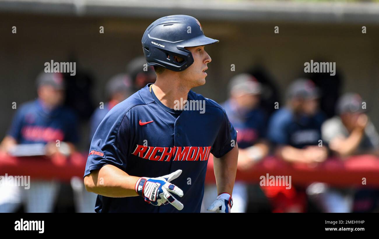 Richmond's Jordan Schulefand runs towards first base during an NCAA ...