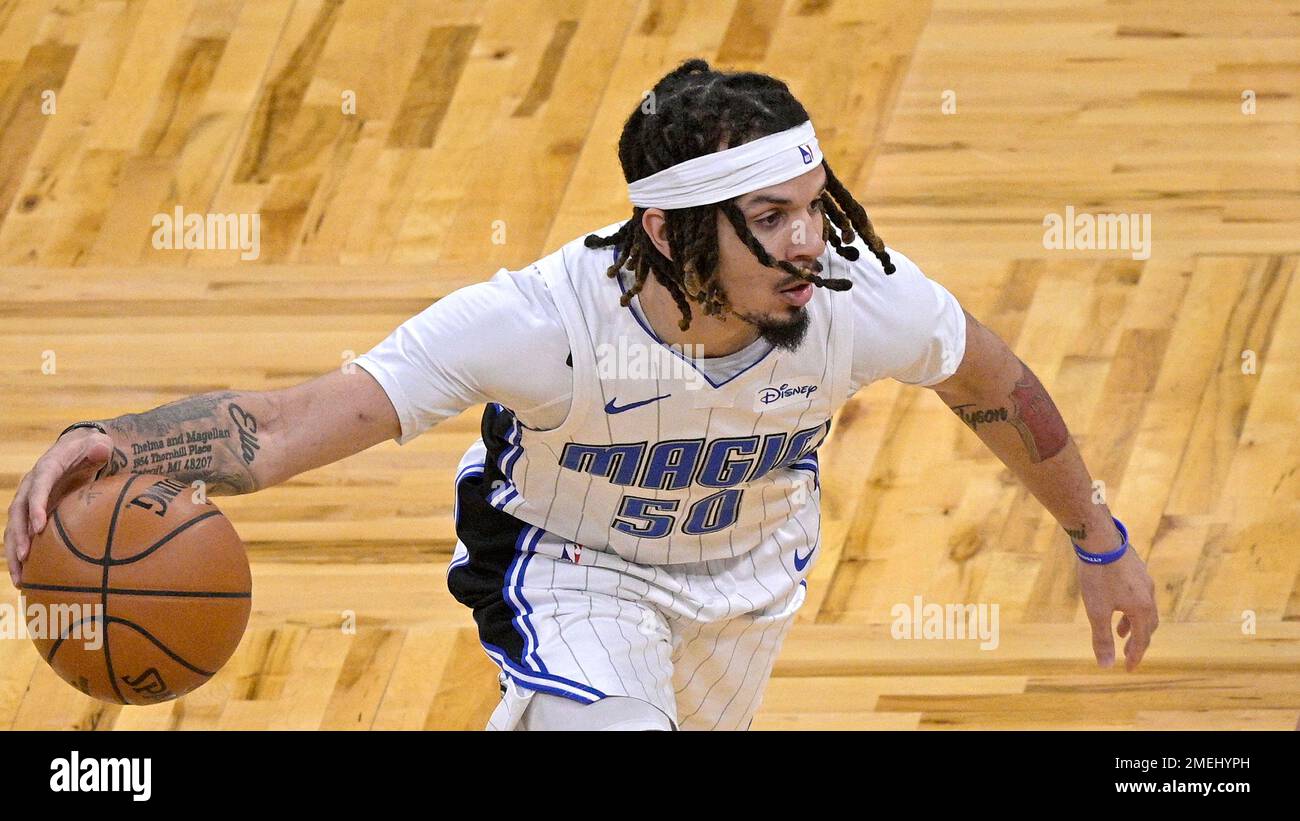 Orlando Magic guard Cole Anthony (50) sets up a play during the first ...