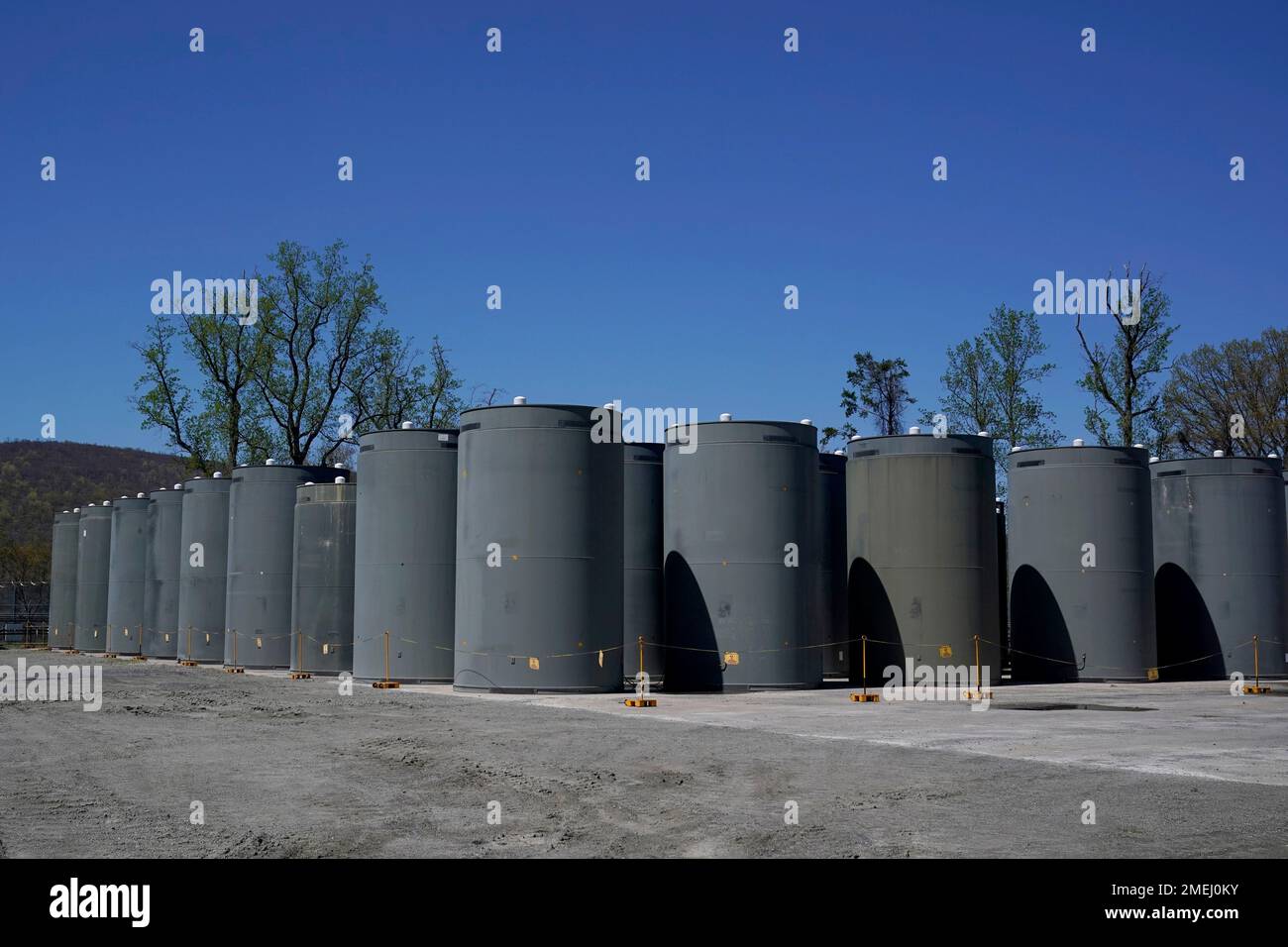 Dry casks, which contain spent fuel assemblies, are stored at Indian ...