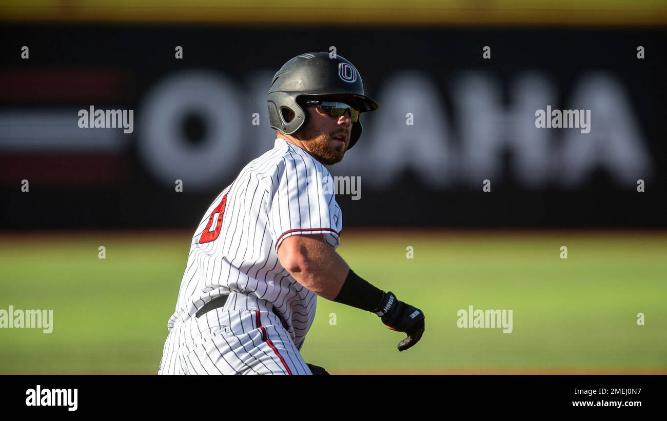Omaha infielder Masen Prososki (6) leads off of third base against ...