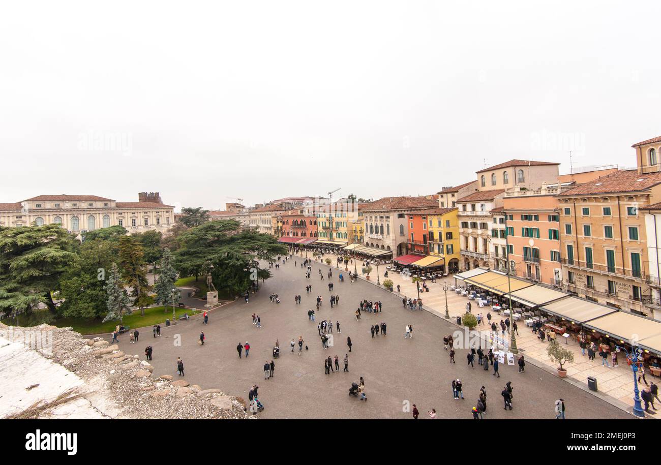 View of Verona city from the top of its Arena in winter time Stock ...