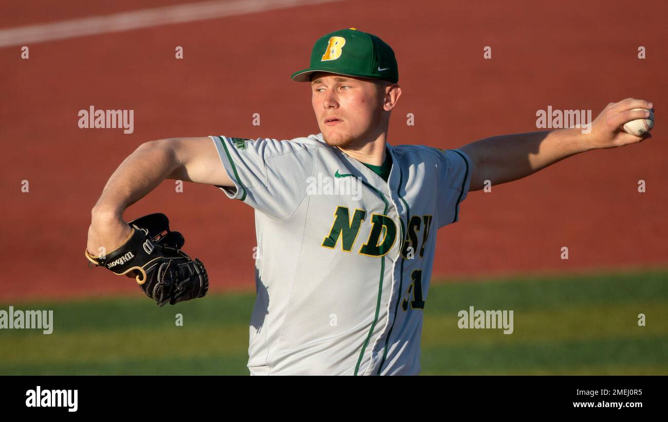North Dakota State pitcher Max Loven during a NCAA baseball game on ...