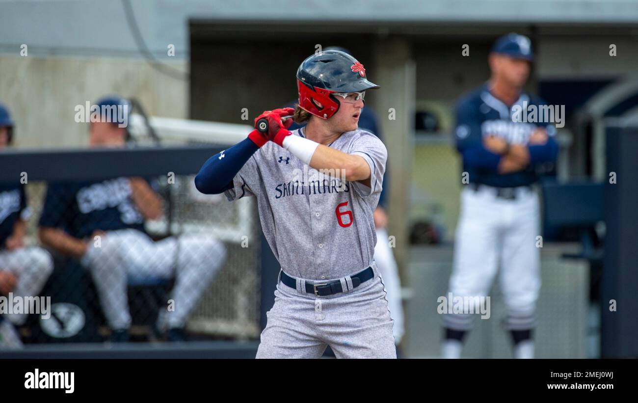Saint Mary's (CA) outfielder Blake Mann (6) bats during an NCAA ...
