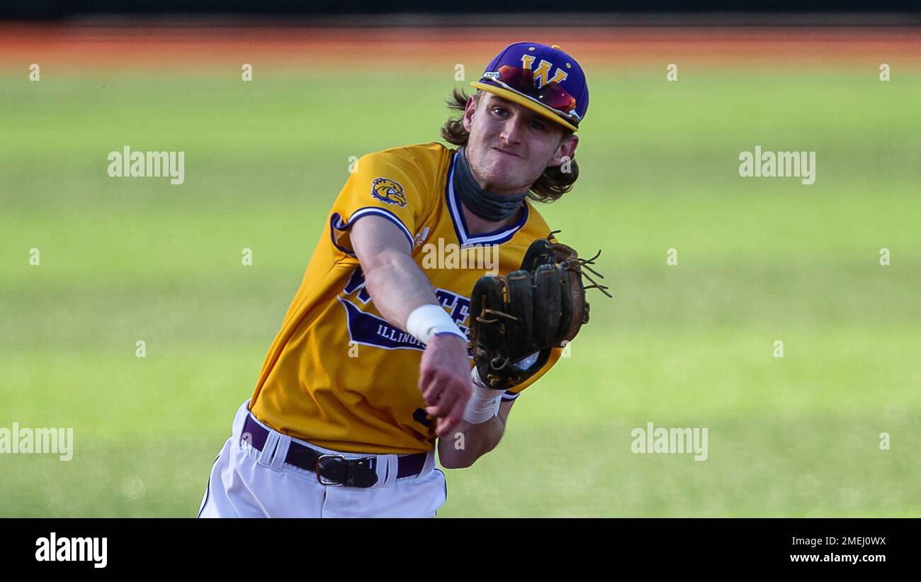 Western Illinois infielder Derek Botaletto (5) throws to first base ...