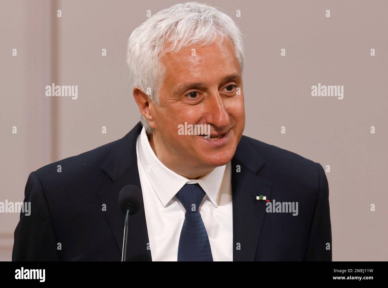 Semaris Chief Executive Officer Stephane Layani addresses businessmen ...