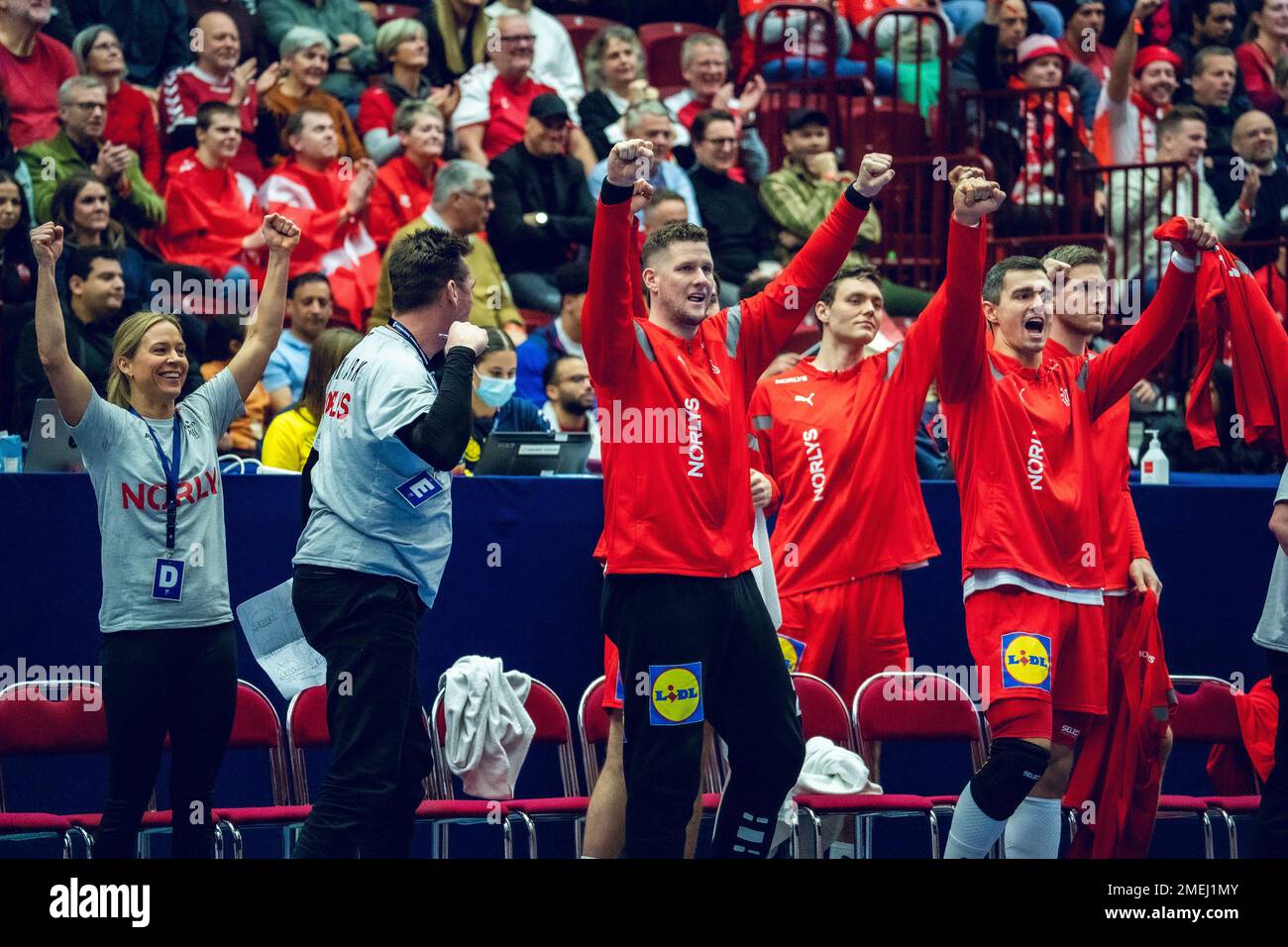 Malmo, Sweden. 23rd Jan, 2023. Kevin Moller (20) of Denmark seen during ...