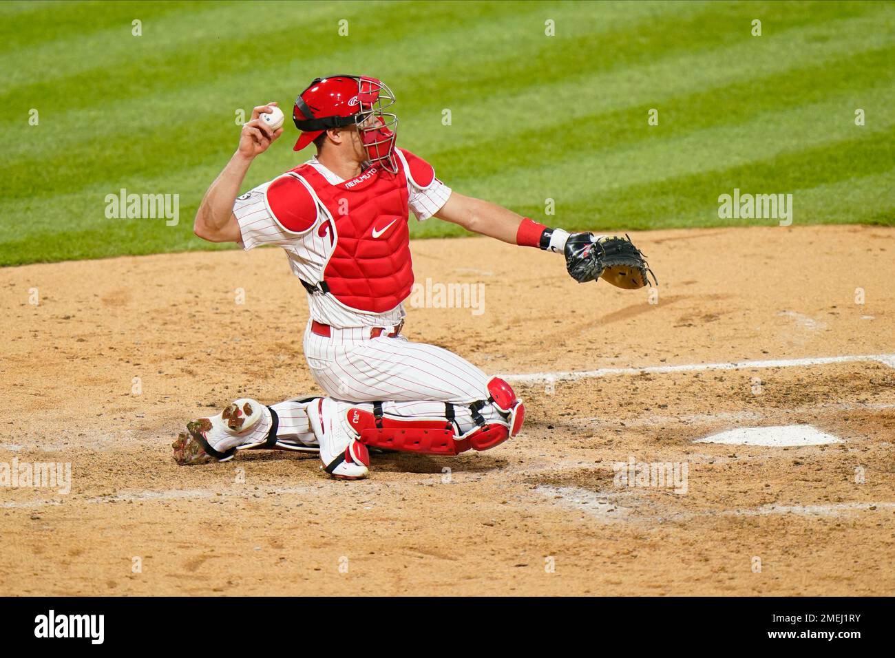 Philadelphia Phillies' J.T. Realmuto plays during a baseball game ...