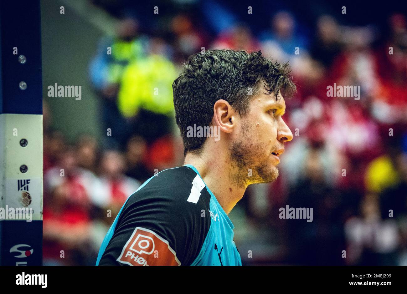 Malmo, Sweden. 23rd, January 2023. Niklas Landin (1) of Denmark seen ...