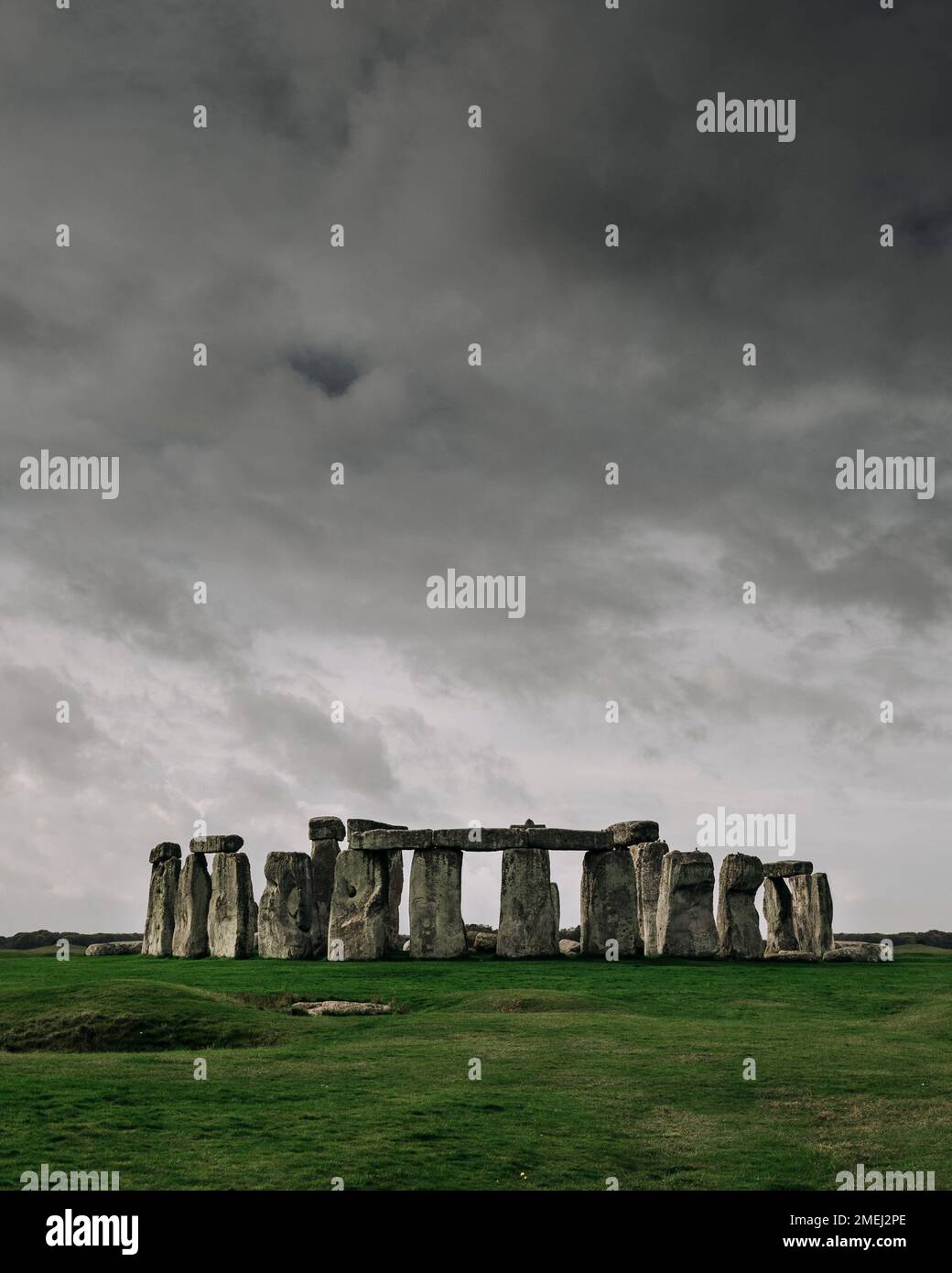 A vertical closeup shot of the archaeological site of Stonehenge made ...