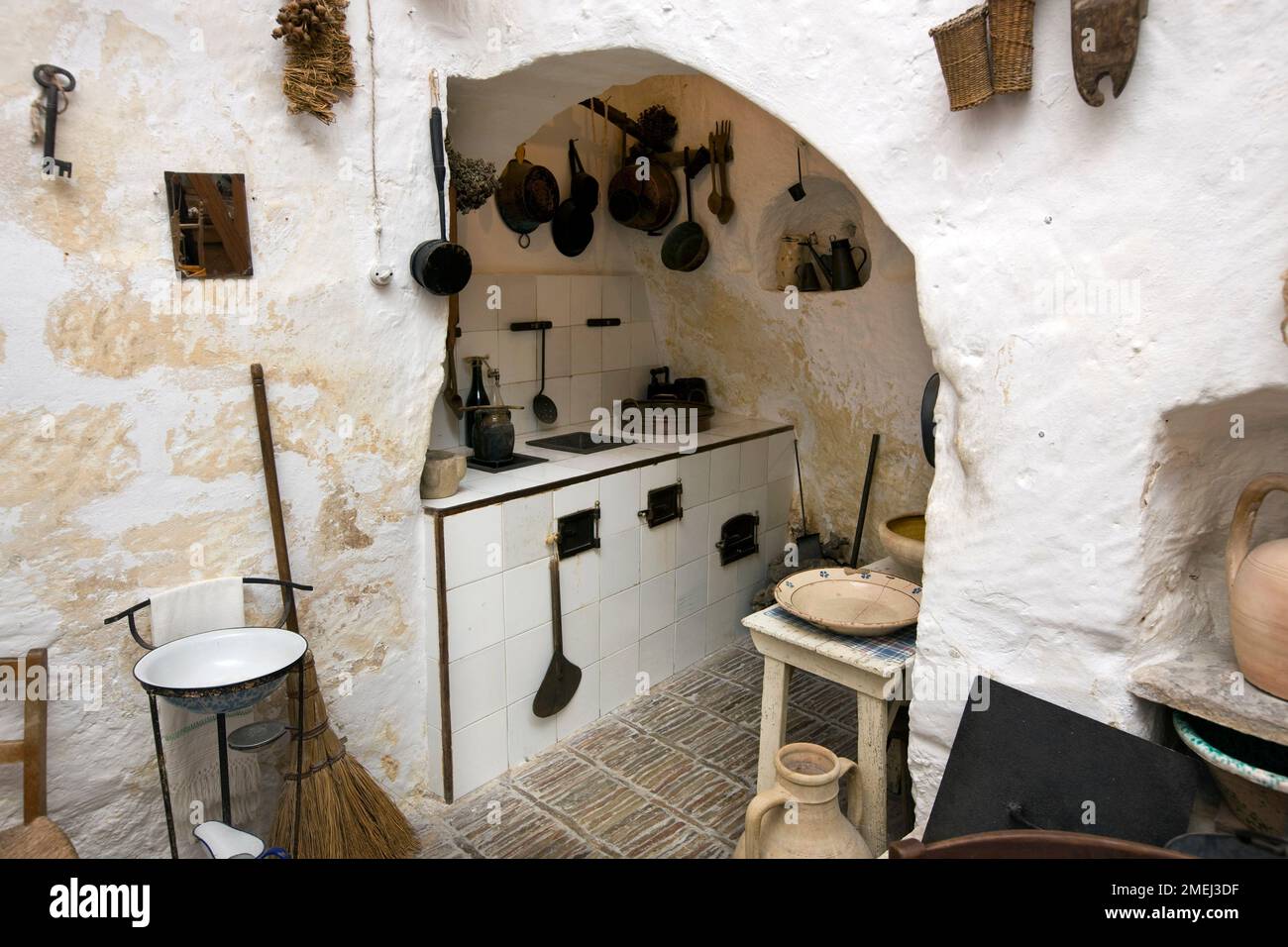 Matera the cave city, interior of a cave as it looked when it was ...