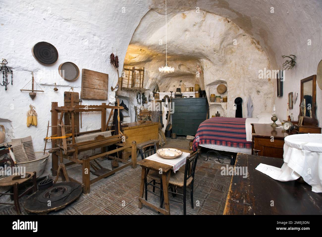Matera the cave city, interior of a cave as it looked when it was ...