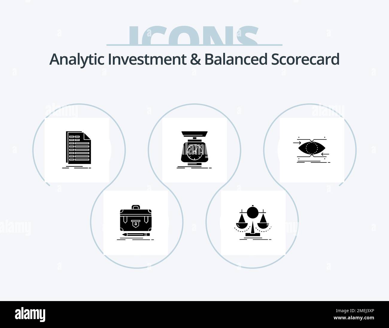 Analytic Investment And Balanced Scorecard Glyph Icon Pack 5 Icon