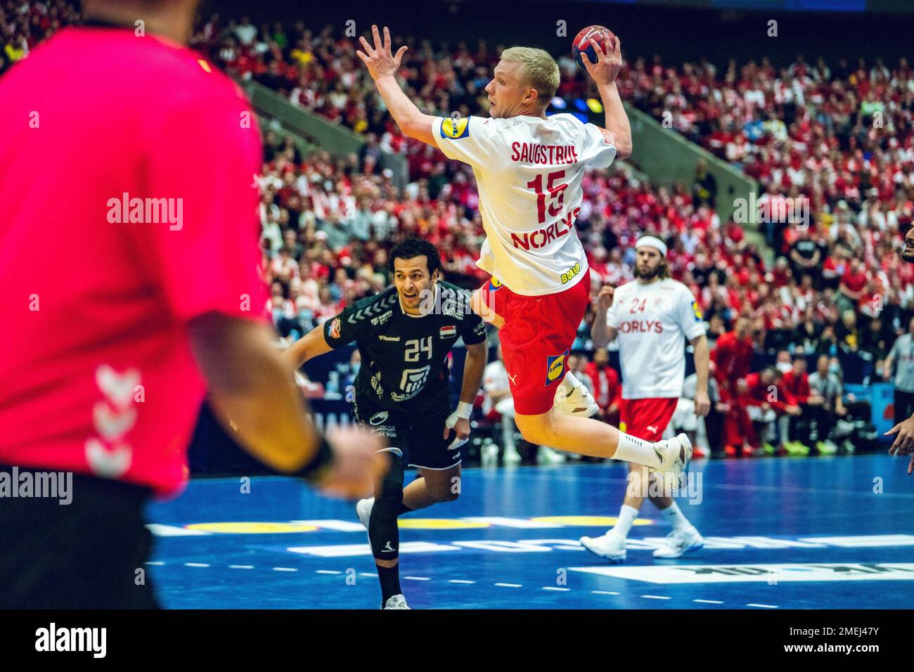 Malmo, Sweden. 23rd Jan, 2023. Magnus Saugstrup (15) of Denmark seen ...