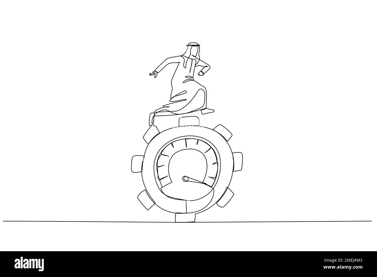 arab man running at gear cogwheel metaphor of productivity and ...