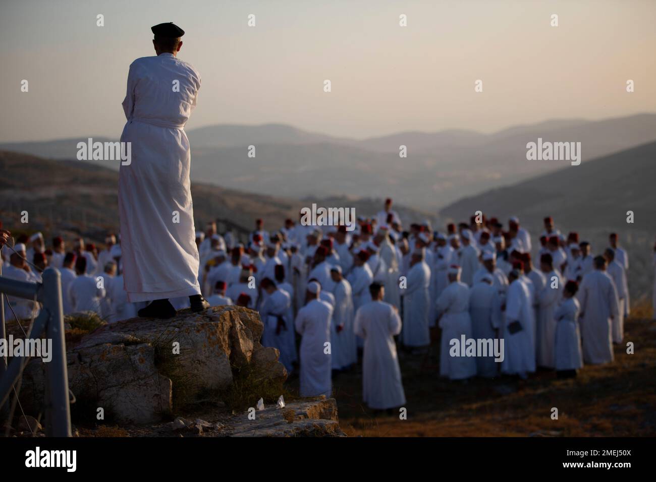Members of the ancient Samaritan community pray during the Passover ...