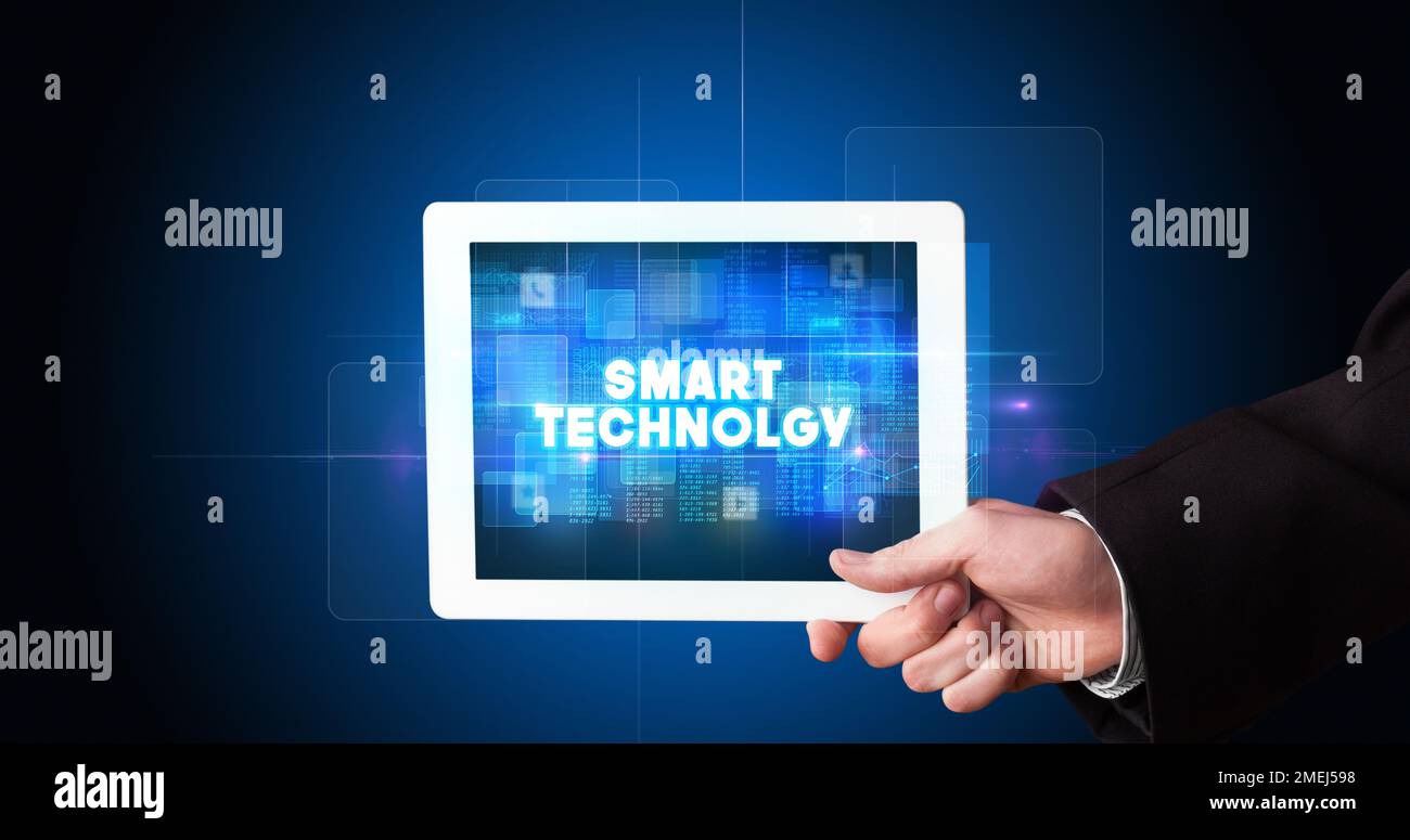 Person holding tablet, technology concept Stock Photo - Alamy