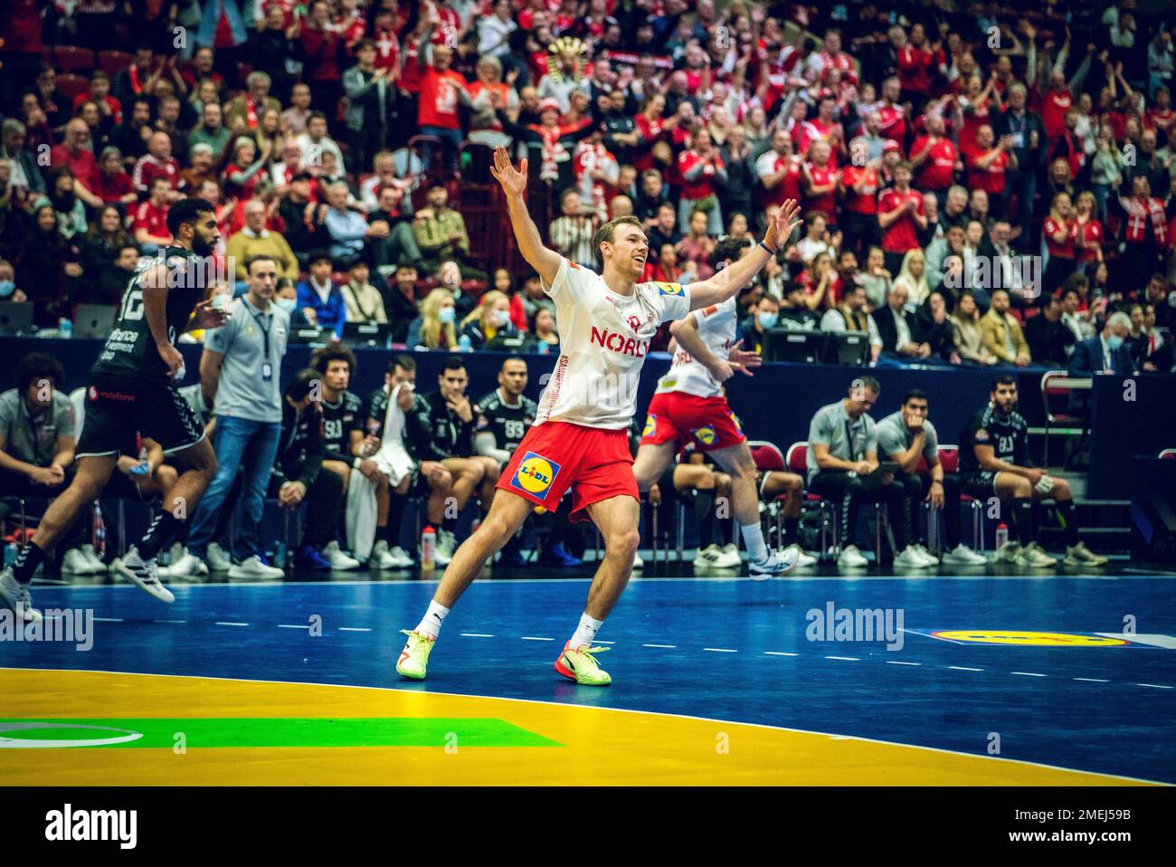 Malmo, Sweden. 23rd Jan, 2023. Mathias Gidsel (19) of Denmark seen ...