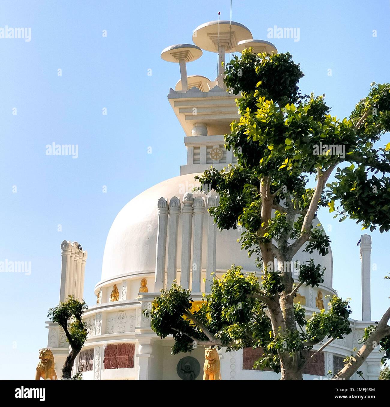 An exterior view of Shanti Stupa of Dhauligiri in Dhauli, India on a ...