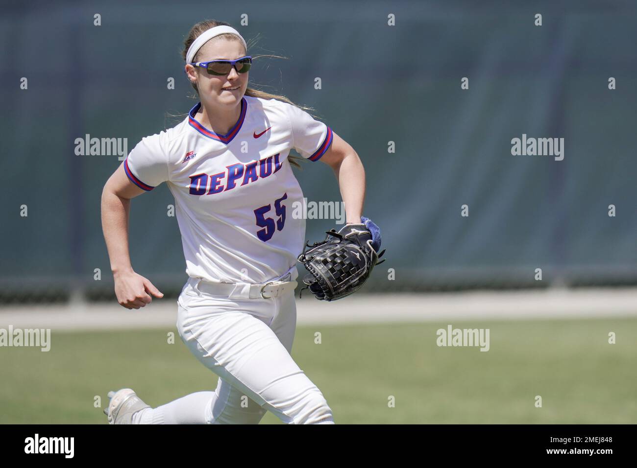 DePaul outfielder Angela Scalzitti (55) in action during an NCAA ...