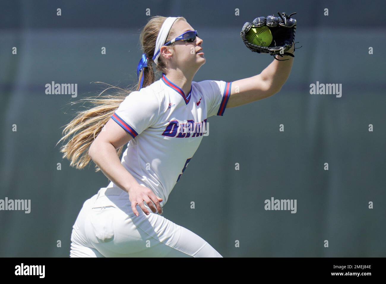 DePaul outfielder Angela Scalzitti (55) in action during an NCAA ...