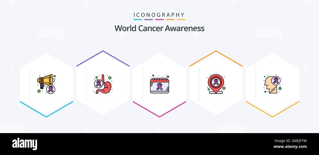 World Cancer Awareness 25 FilledLine icon pack including brain disease ...
